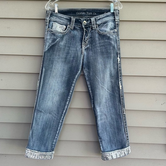 Cowgirl Tuff | Jeans | Cowgirl Tuff Co Sequin Cuffed Denim Capris Thick ...